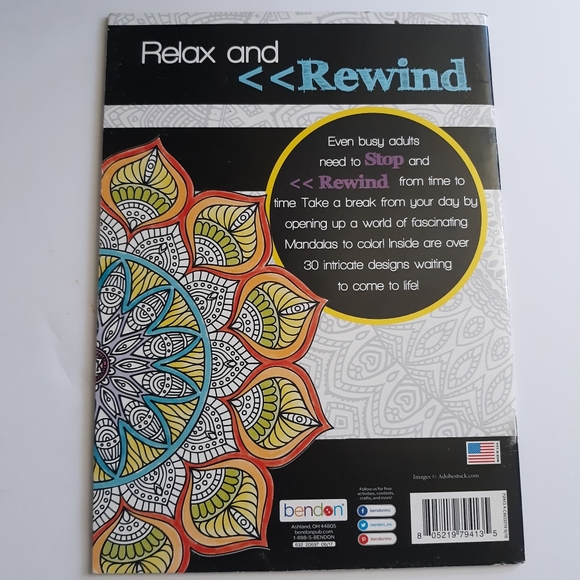 Relax and Rewind | Other | Relax And Rewind Mandala Adult Coloring Book ...